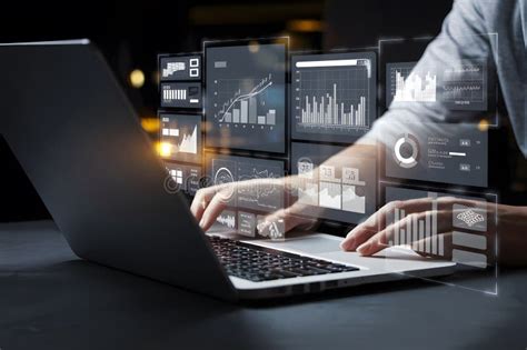 Business Analytics Data Analysis Laptop Screen Modern Technology Digital Graphs Charts Financial