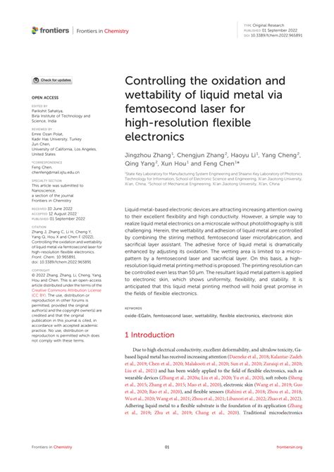 Pdf Controlling The Oxidation And Wettability Of Liquid Metal Via