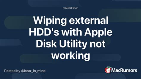 wiping external hdd s with apple disk utility not working macrumors