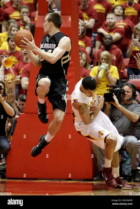 Colorado Guard Levi Knutson Left Shoots Next To Iowa State Guard