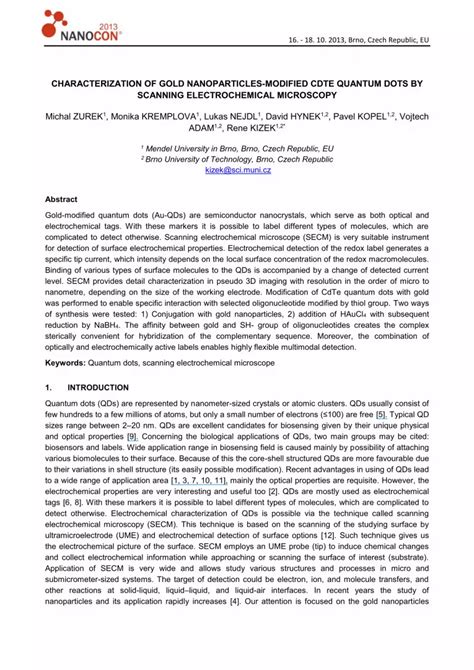 Pdf Characterization Of Gold Nanoparticles Modified Cdte Quantum Dots By Scanning