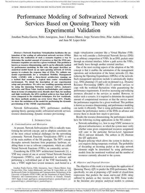 performance modeling of softwarized network services based on queuing