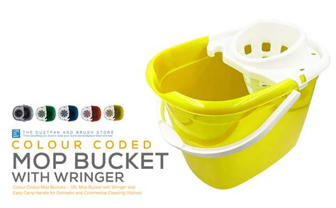 Colour Coded Mop Buckets 12L Mop Bucket With Wringer And Easy Carry Handle For Domestic And