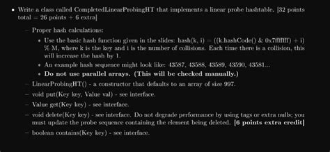 Solved Write A Class Called CompletedLinearProbingHT That Chegg