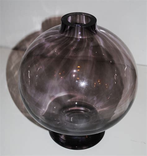 Midcentury Spherical Footed Glass Vase Etsy