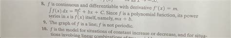 Solved F ﻿is Continuous And Differentiable With Derivative