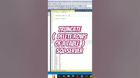 Truncate ︎ Delete A Rows Of Table ︎ Sql Server ︎ Microsoft Ssms Youtube