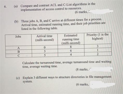Solved 6 A Compare And Contrast Acl And C List Algorithms