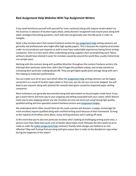 Ppt Best Assignment Help Websites With Top Assignment Writers