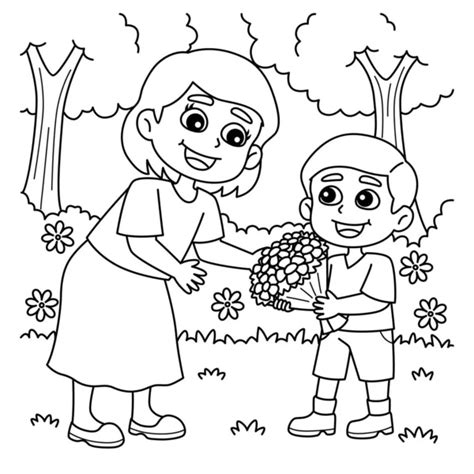 귀엽고 재밌는 색깔의 어머니가 아이들을 모습이죠 아이들에게 색을칠 시간을 페이지는 스톡 벡터 ©abbydesign 648472618