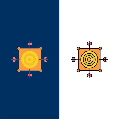 Focus Board Dart Arrow Target Icons Flat And Line Filled Icon Set