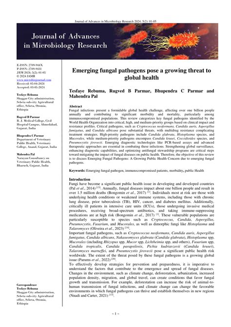 Pdf Emerging Fungal Pathogens Pose A Growing Threat To Global Health