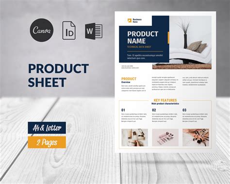 Product Sheet Template Canva Flyer Product Data Sheet Ms Word