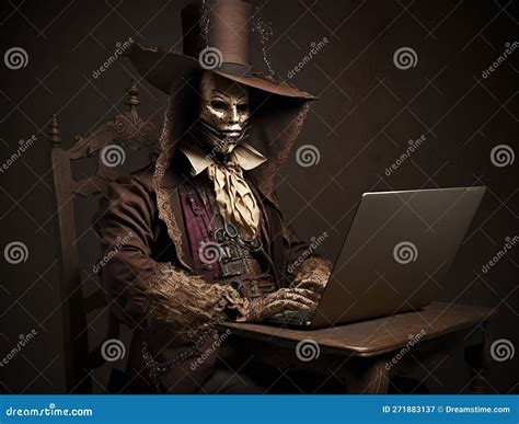 Anonymous Hacker With Crazy And Weird Fashion And Steampunk Style Concept Of Hacking