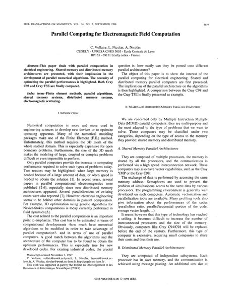 Pdf Parallel Computing For Electromagnetic Field Computation