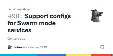 Support Configs For Swarm Mode Services · Issue 988 · Portainer