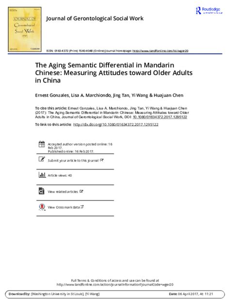 Pdf Journal Of Gerontological Social Work The Aging Semantic