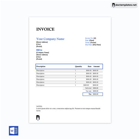 12 Free Invoice Templates For Word Excel