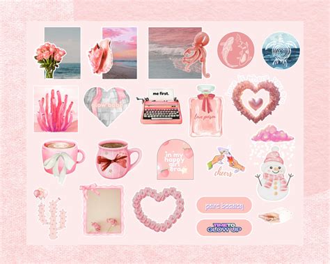 Pink Aesthetic Sticker Pack Printable And Digital Download Pastel