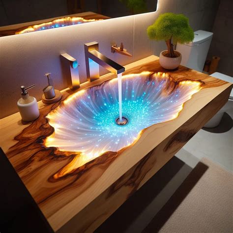 Illuminated Elegance Glowing Epoxy Sink Material For Modern Bathrooms LuxArts