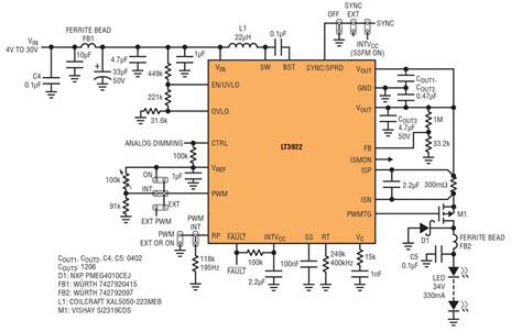 Synchronous Low Emi Led Driver Features Integrated Switches And Internal Pwm Dimming Analog