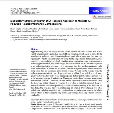 Research Vitamind Airpollution Pregnancycomplications Publichealth Bharti Singhal