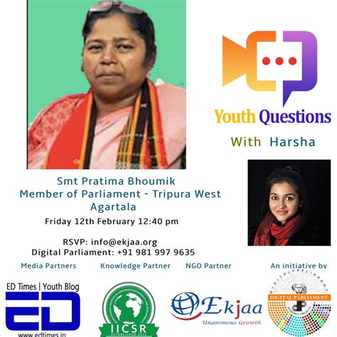 Digital Parliament Youthquestions To Smt Pratima Bhoumik Member Of