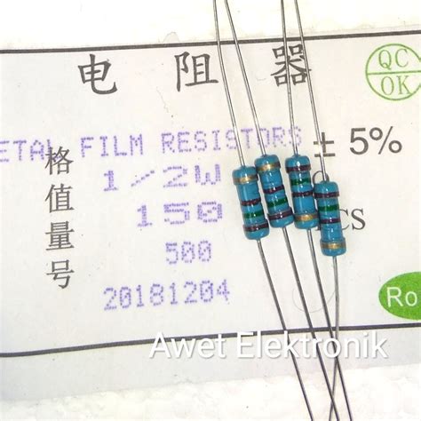 Jual Resistor 150 Ohm 1 2 Watt Resistor 150r 1 2w Resistor 150r 1 2w