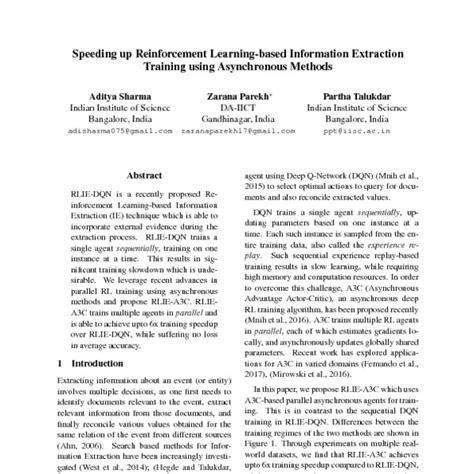 Speeding Up Reinforcement Learning Based Information Extraction Training Using Asynchronous