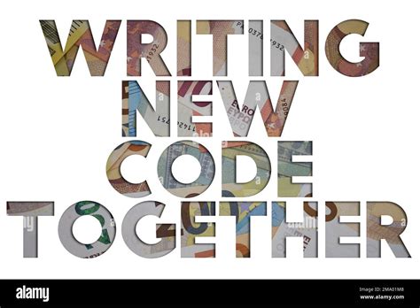 Writing New Code Together Word With Money Paper Currency Background