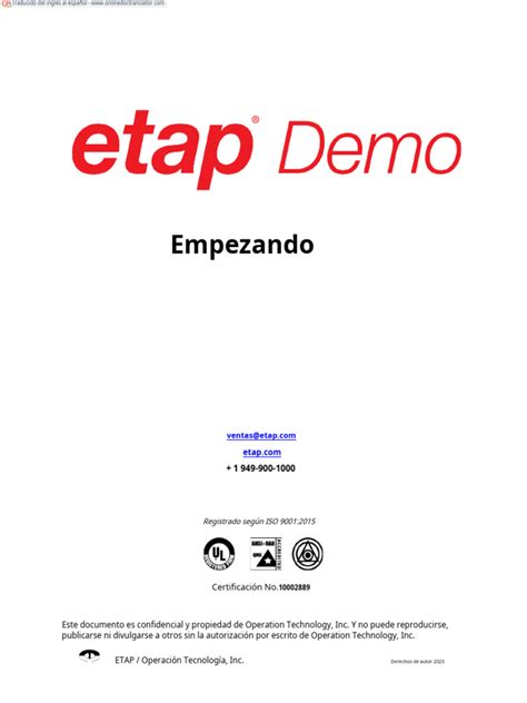 Etap Gettingstarted Demo 001 060 En Es Pdf Ingenieria Eléctrica Hardware De La