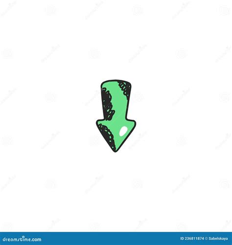 Map Direction Arrow Pointing Down Hand Drawn Vector Illustration Isolated Stock Vector