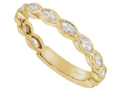 Ladies Marquise Diamond Wedding Band In Yellow Gold C1069 Mdt Design