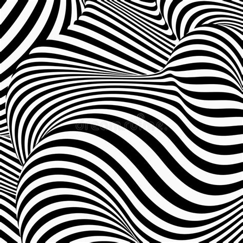 Abstract Pattern With Black And White Wavy Lines Optical Illusion Modern Design Graphic