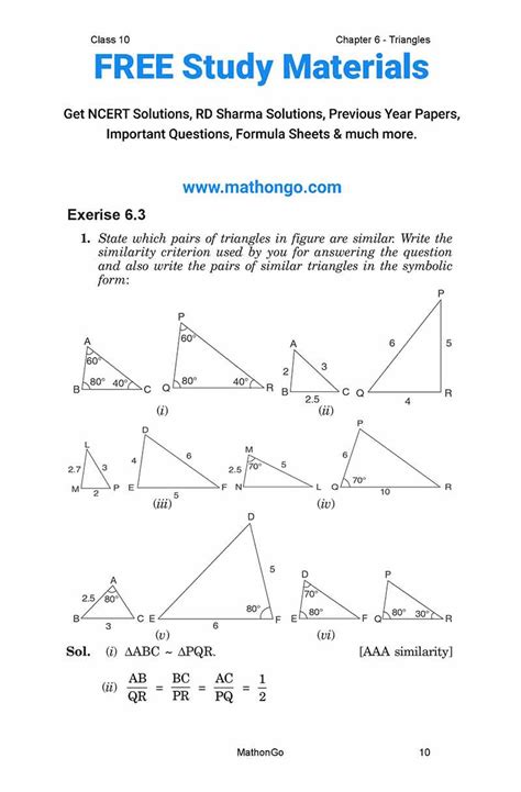 Ncert Solutions For Class 10 Maths Chapter 6 Exercise 63 Mathongo