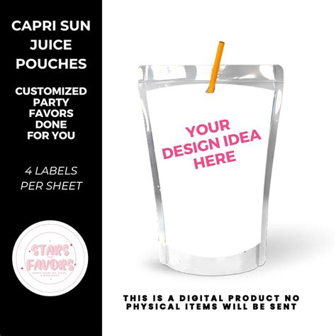 Custom Capri Sun Juice Pouch Custom Party Favors Custom Birthday
