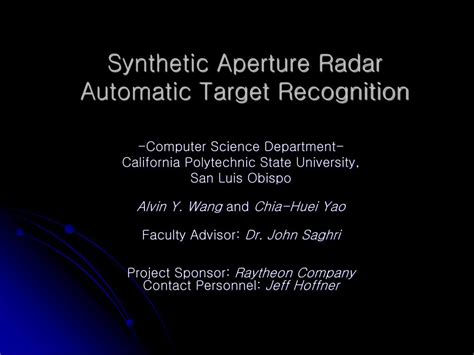 Ppt Synthetic Aperture Radar Automatic Target Recognition Powerpoint