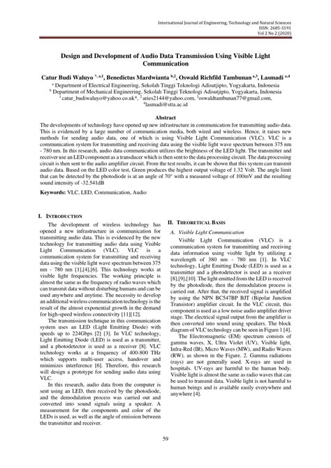 Pdf Design And Development Of Audio Data Transmission Using Visible Light Communication