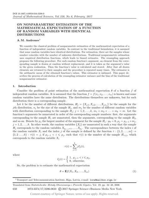 On Nonparametric Estimation Of The Mathematical Expectation Of A