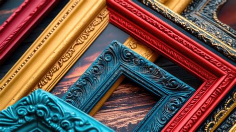 A Collection Of Colorful Picture Frames Placed On A Table Ready For