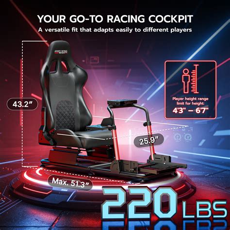 Sim Racing Cockpit With Seat Grs1007bk Ares Wing