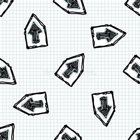 Seamless Doodle Arrow Sketches Vector Pattern Simple Hand Drawn Narrow