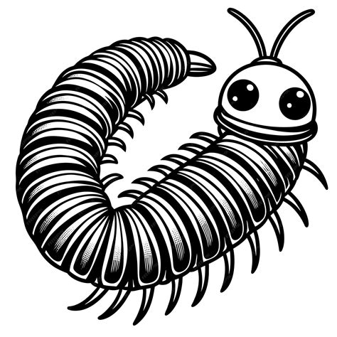 Premium Vector A Black And White Drawing Of A Worm With A Face Drawn