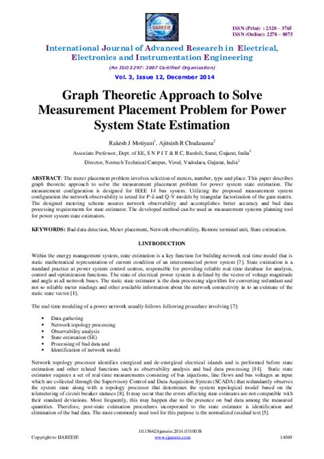 Pdf Graph Theoretic Approach To Solve Measurement Placement Problem