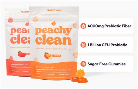 Juicy Peach Peachy Clean Fiber Gummies 48ct Peachy Men