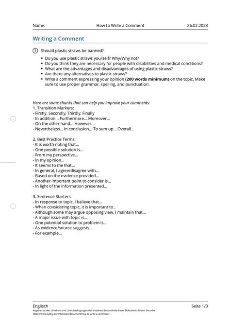 How To Write A Comment In English