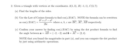 Solved Given A Triangle With Vertices At The Coordinates Chegg