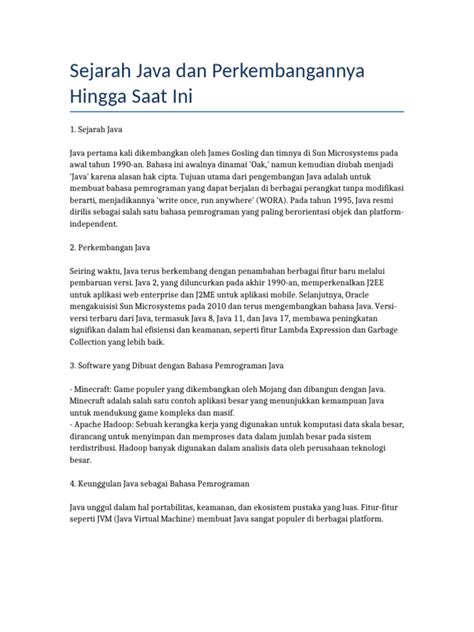 Sejarah Java Dan Perkembangannya Pdf