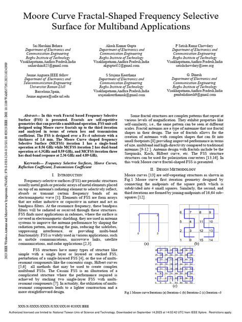 Moore Curve Fractal Shaped Frequency Selective Surface For Multiband Applications Pdf