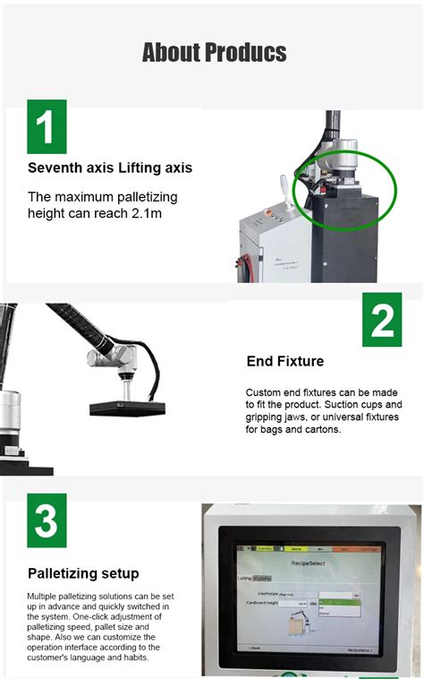 carton bag collaborative palletizing robot cobot palletizer automatic